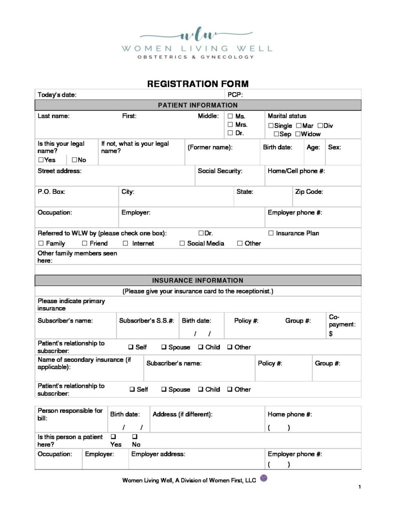 WLW_Registration Form - Women Living Well